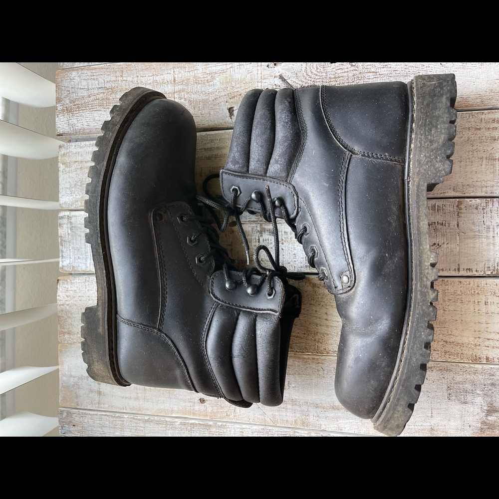 Vintage Sears Black Leather 6" Steel Toe Work Boot Si… - Gem